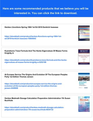 Heckes Theory Of Modular Forms And Dirichlet Series 2 Revised Bruce C Berndt | PDF