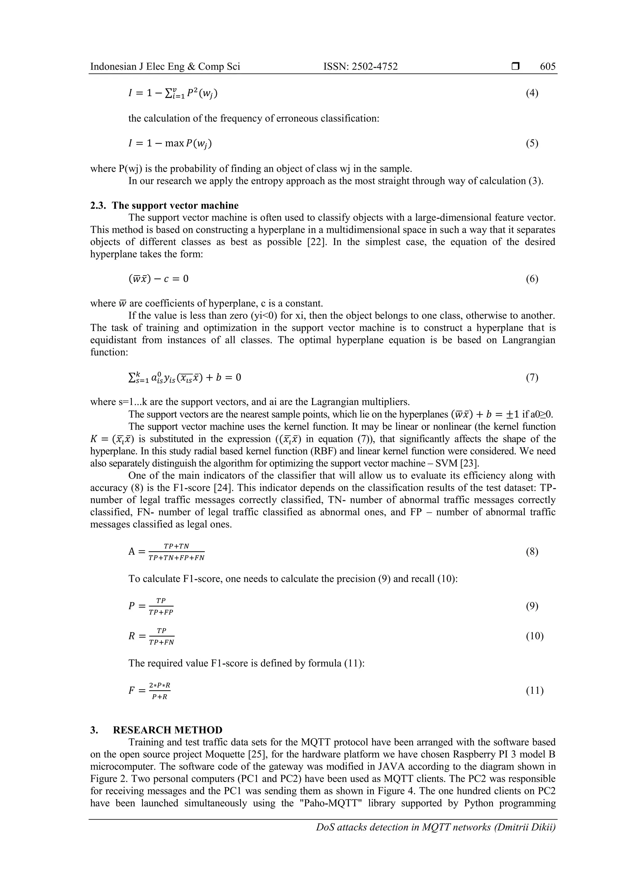 Dos Attacks Detection In Mqtt Networks Pdf Internet Computing