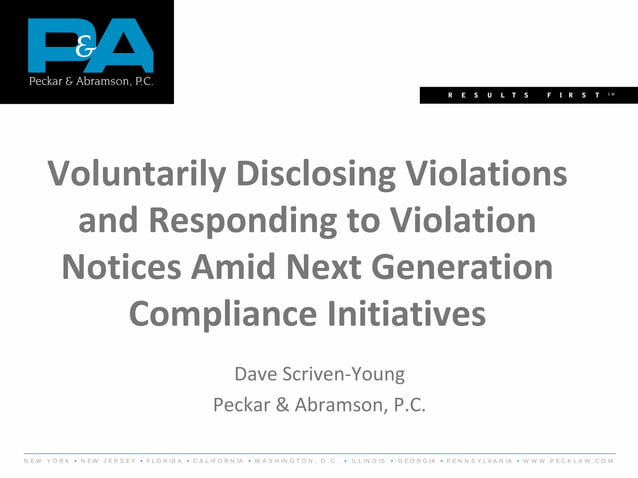 Voluntarily Disclosing Environmental Violations and Responding to ...