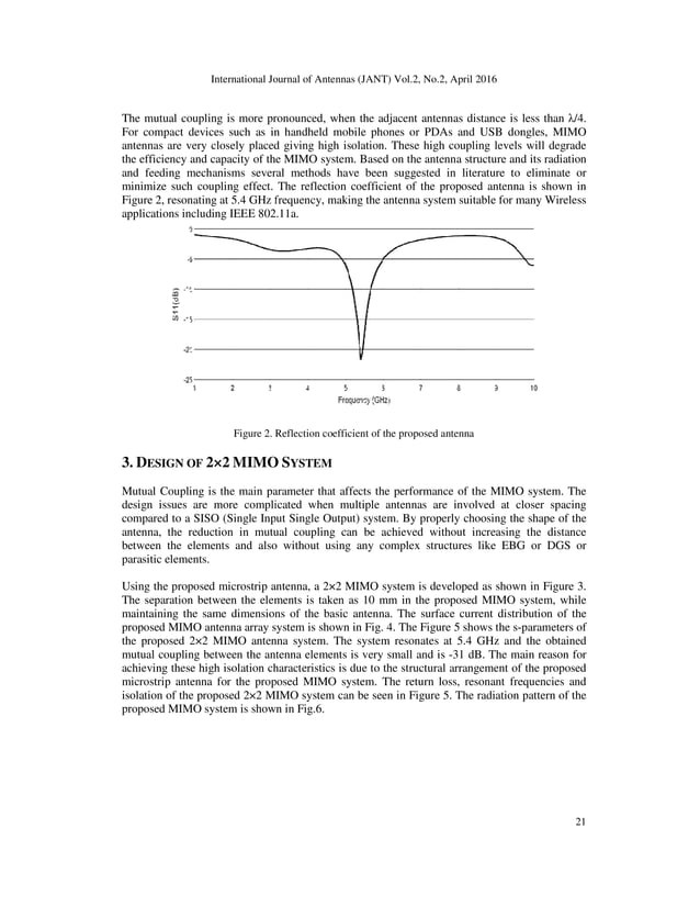 DESIGN OF A NOVEL MICROSTRIP MIMO ANTENNA SYSTEM WITH IMPROVED ...