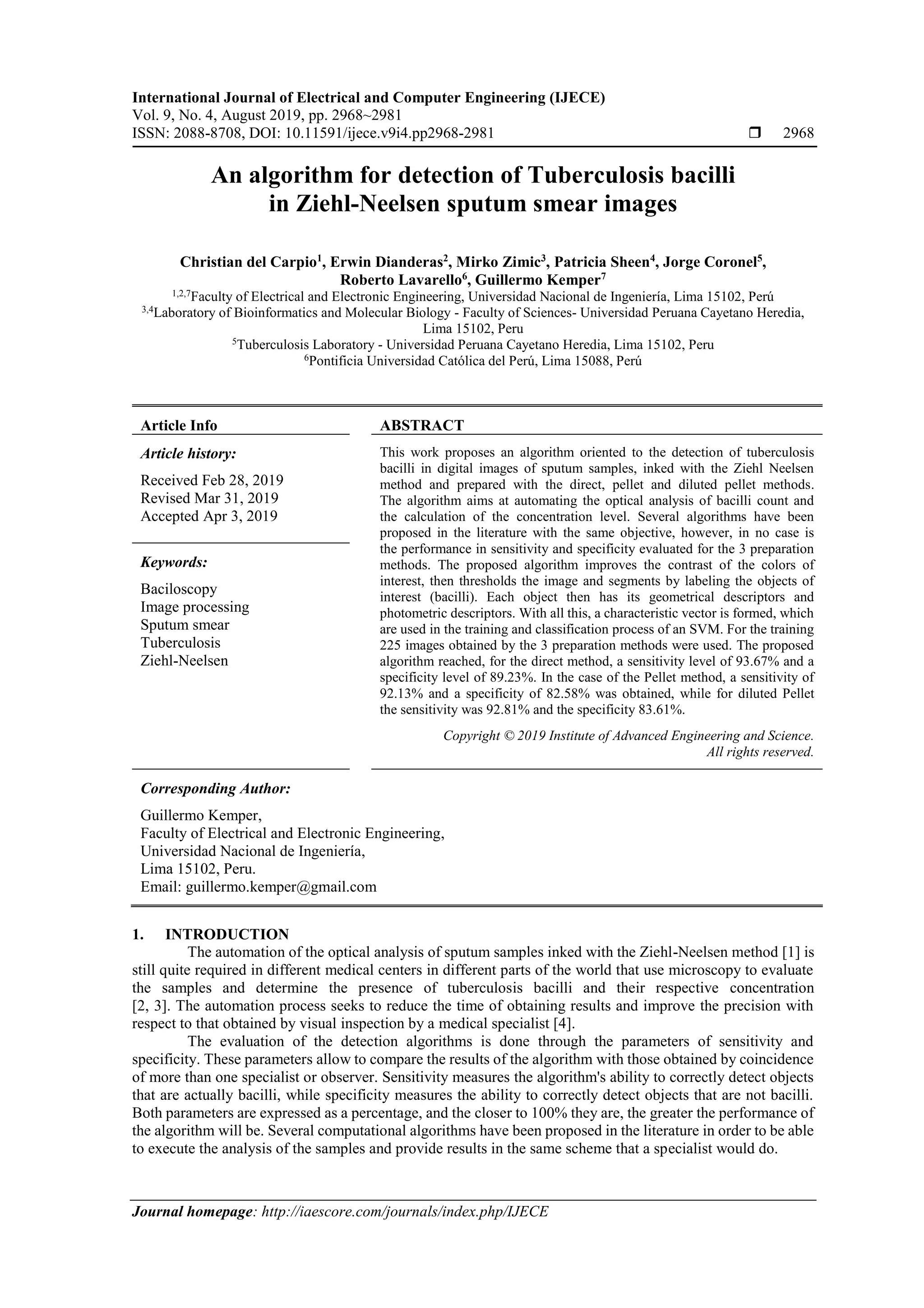 An algorithm for detection of tuberculosis bacilli in Ziehl-Neelsen sputum smear images | PDF