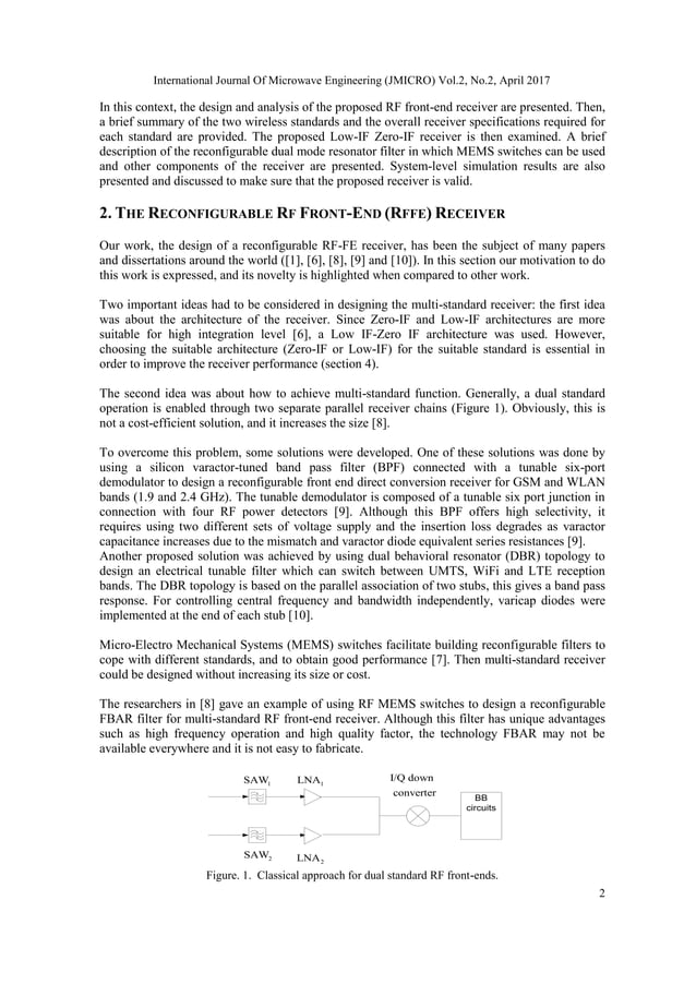 A Reconfigurable Low If Zero If Receiver Architecture For Multi