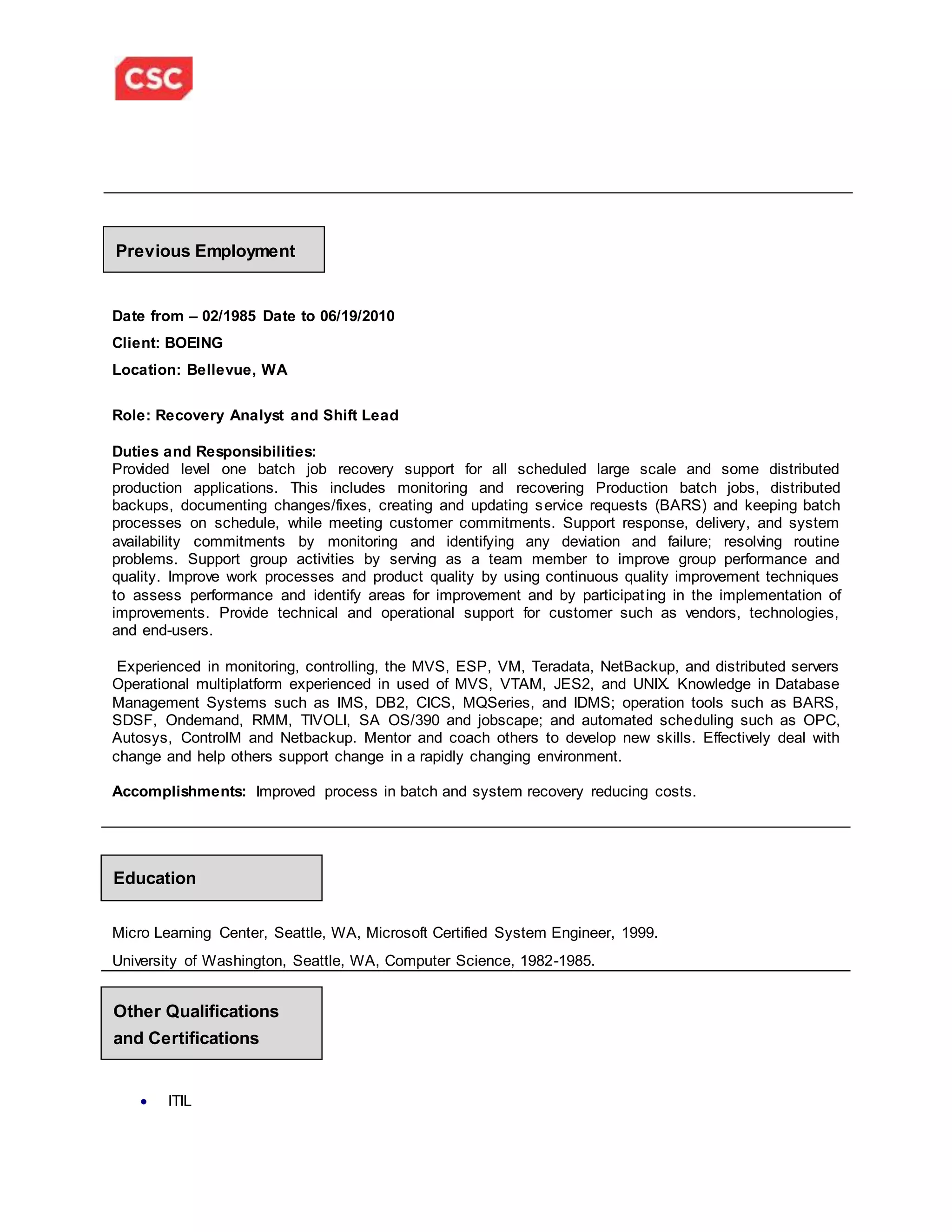 Gil Florentino CSC Resume | PDF