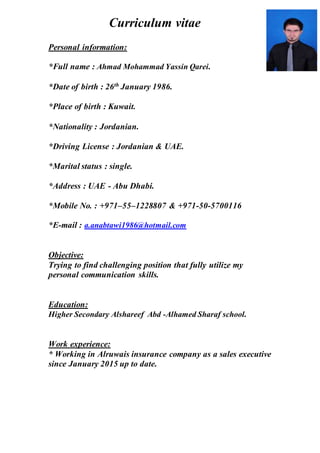 Ahmad CV. UAE | DOCX | Sales | Business