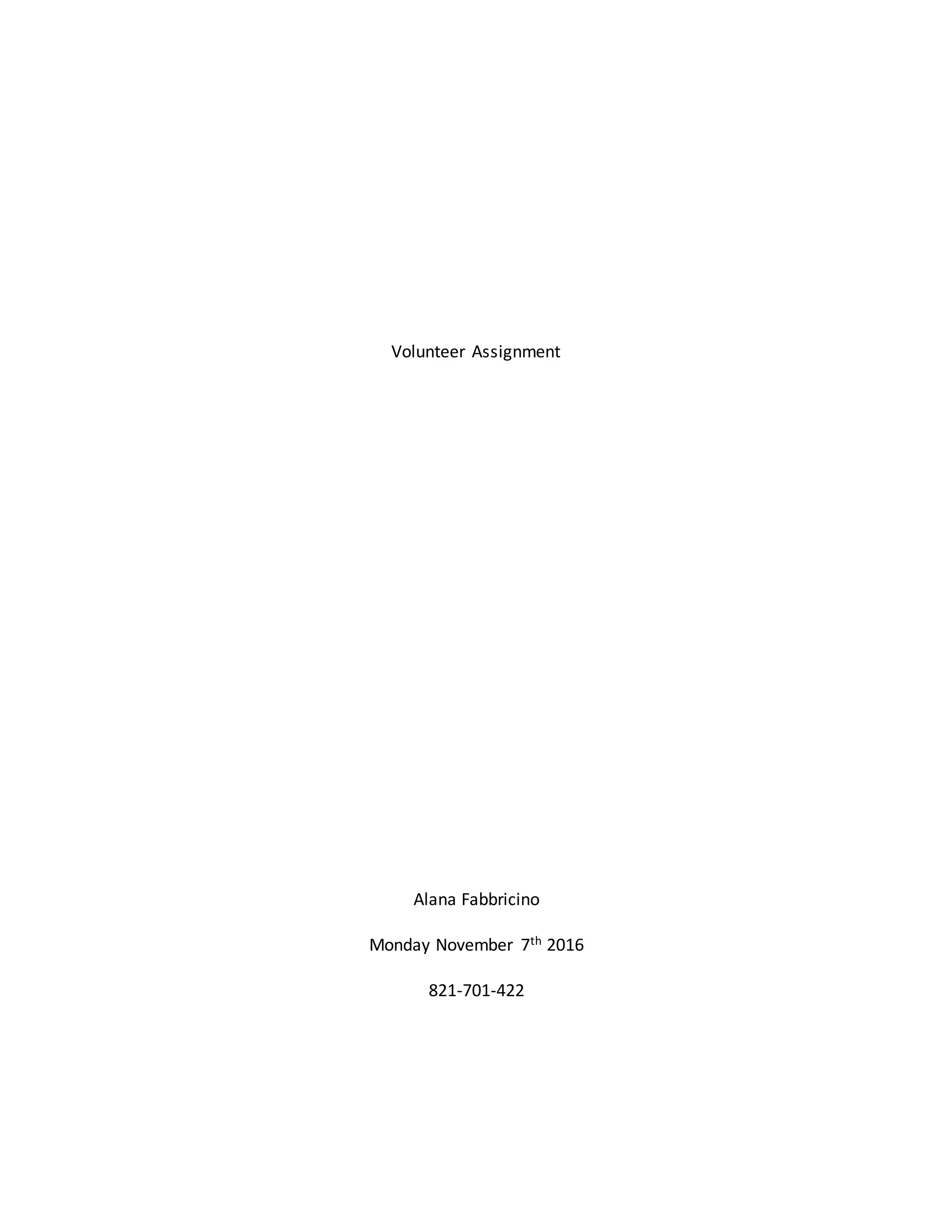 Volunteer Assignment | PDF