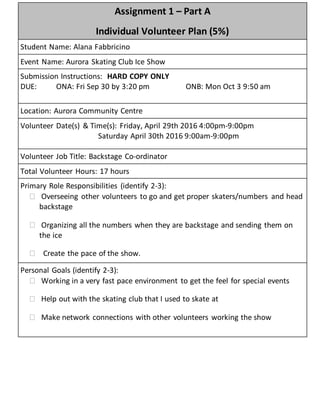 Volunteer Assignment | PDF