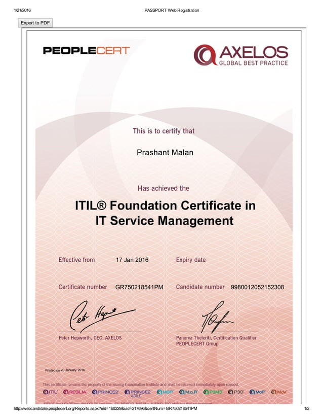 ITIL Certification | PDF