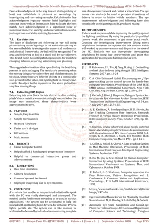 Implementation of Eye Controlled Mouse Cursor for Physically Disabled Individual | PDF