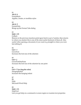 221 Shortcuts Microsoft | DOC