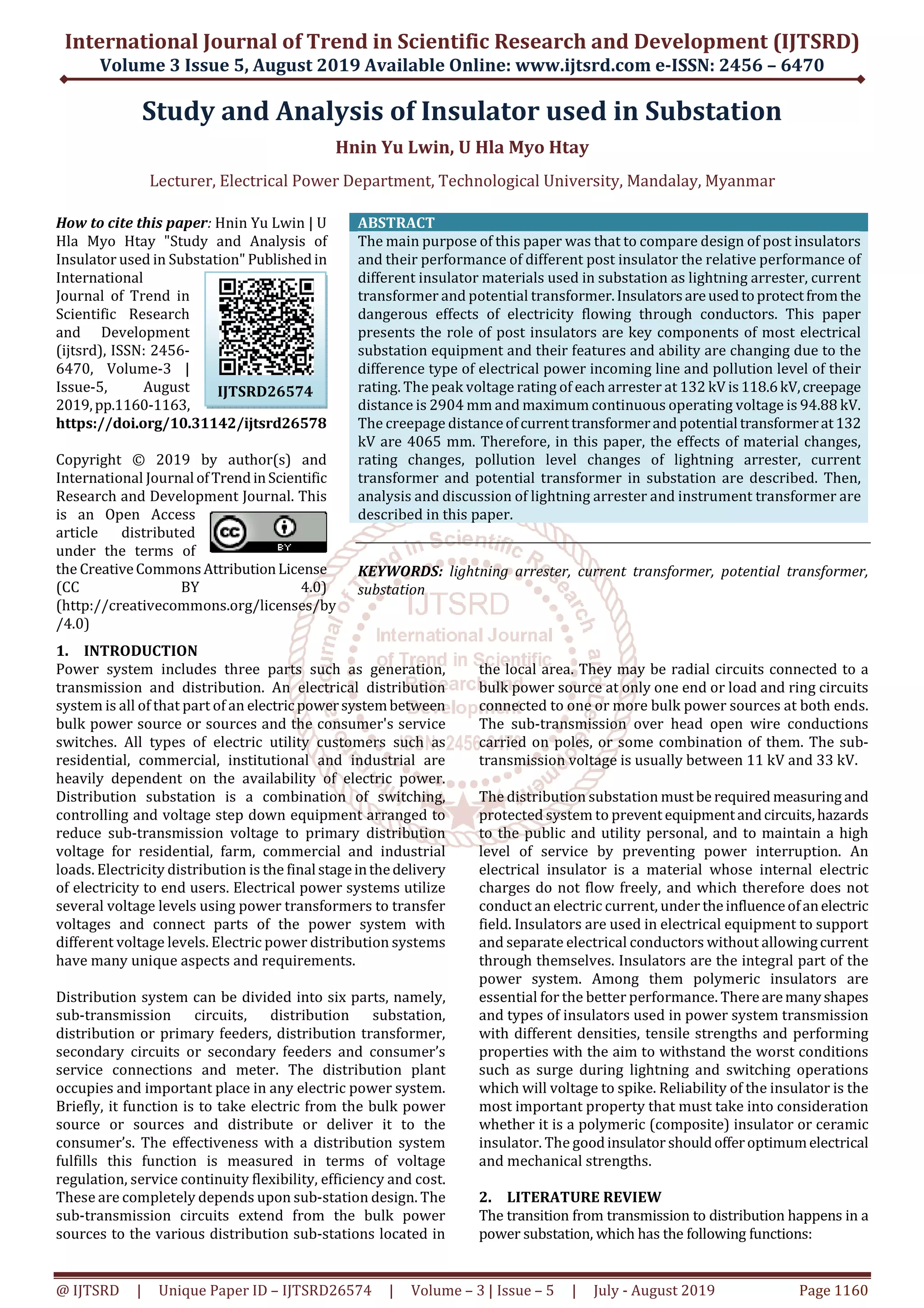 Study and Analysis of Insulator used in Substation | PDF