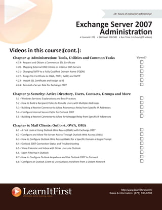 Exchange Server 2007 Administration | PDF