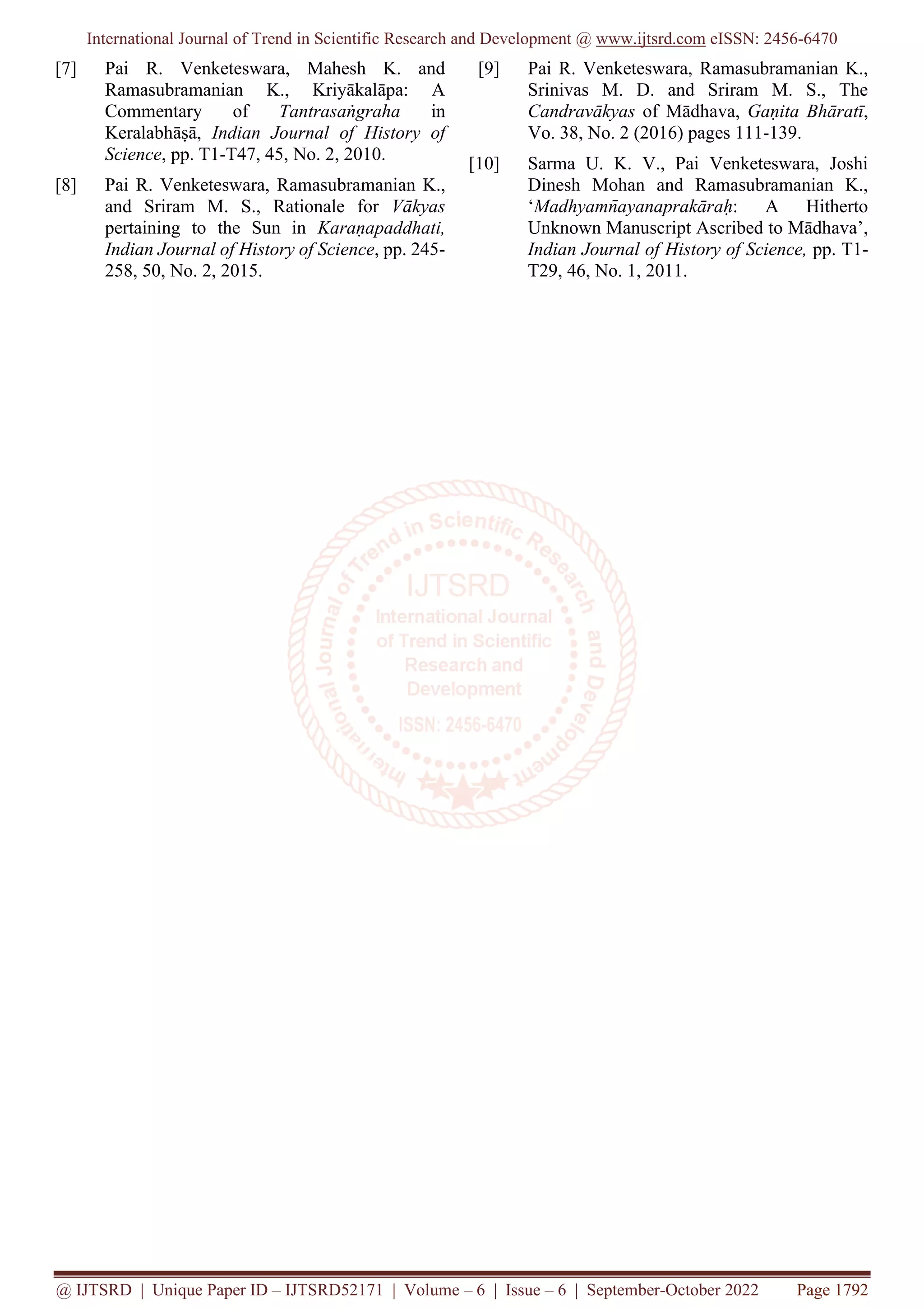 Vararuchi and Madhavas Chandravakya | PDF