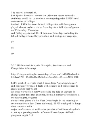 222019 Internal Analysis Strengths, Weaknesses, and Competi.docx