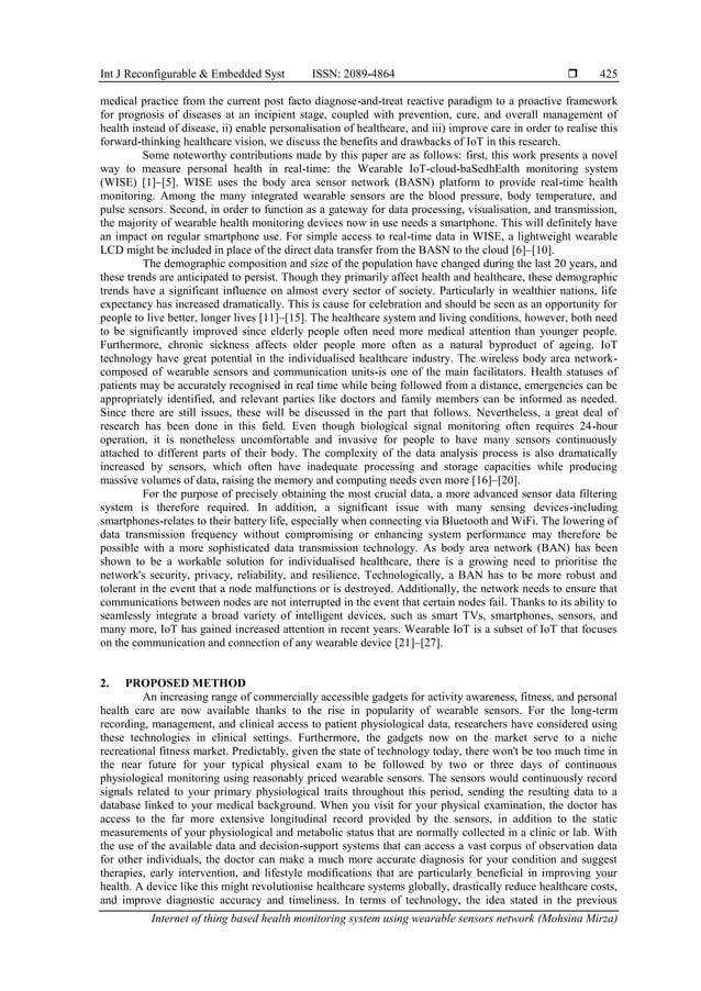 Internet of thing based health monitoring system using wearable sensors networks | PDF