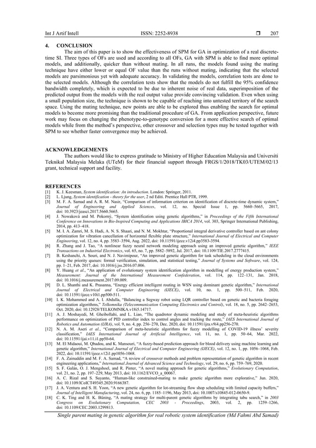 Single parent mating in genetic algorithm for real robotic system identification | PDF