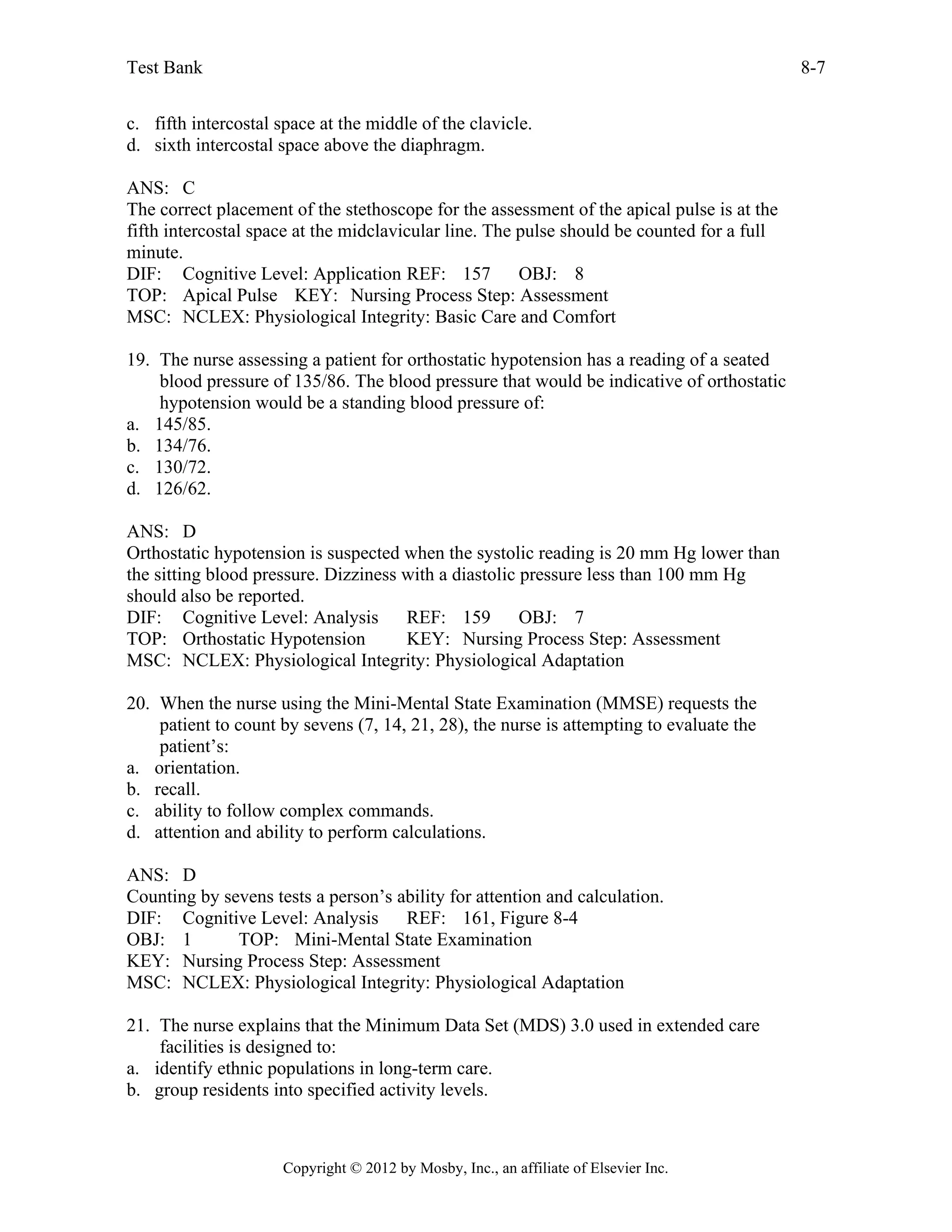Basic Geriatric Nursing 5th Edition Wold Test Bank | PDF