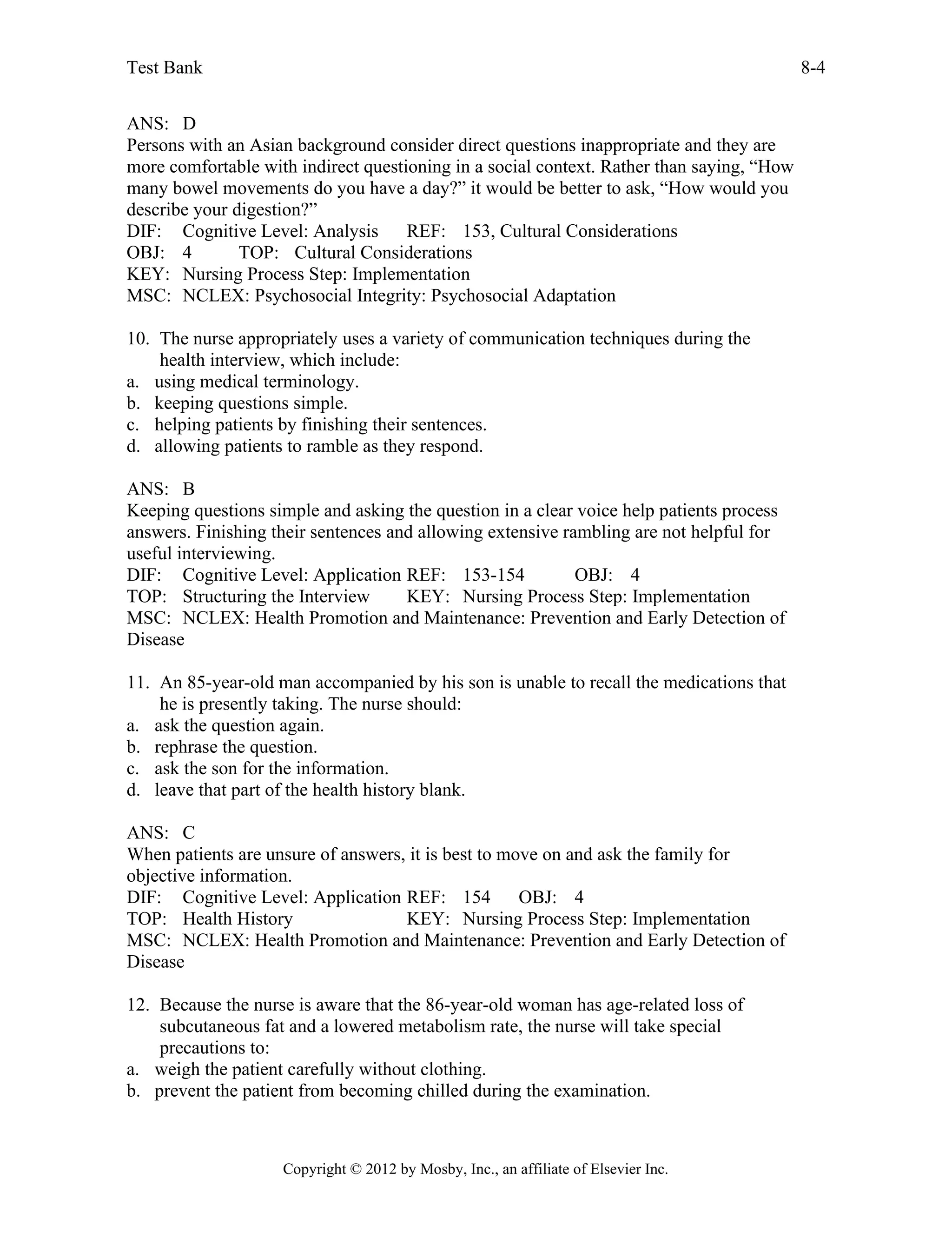 Basic Geriatric Nursing 5th Edition Wold Test Bank | PDF