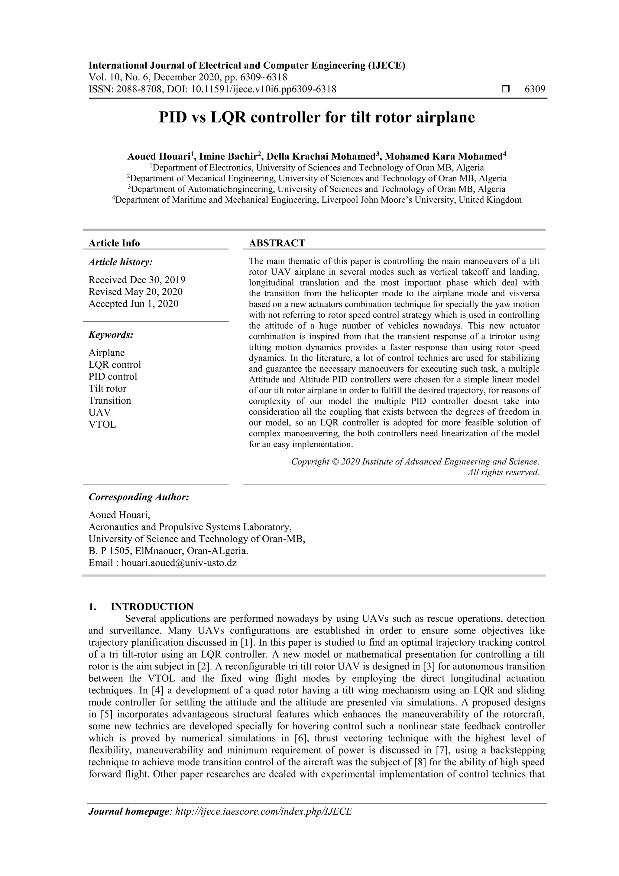 PID vs LQR controller for tilt rotor airplane | PDF | Aviation Industry | Industries