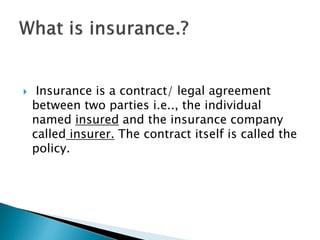 Insurance Types of insurance and its benefits | PPTX