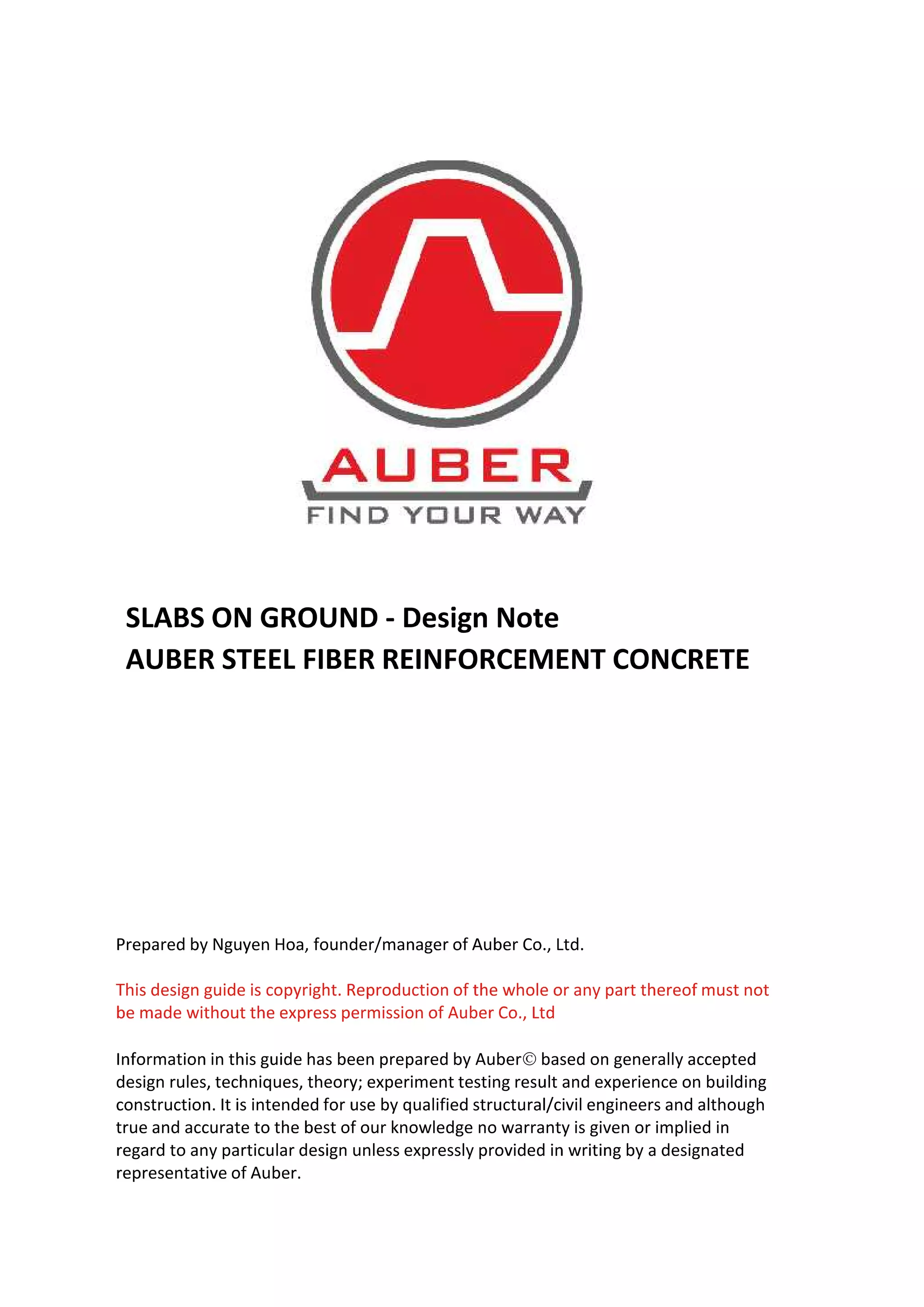 SLABS ON GROUND - Design Note. AUBER Steel Fiber Reinforcement Concrete ...