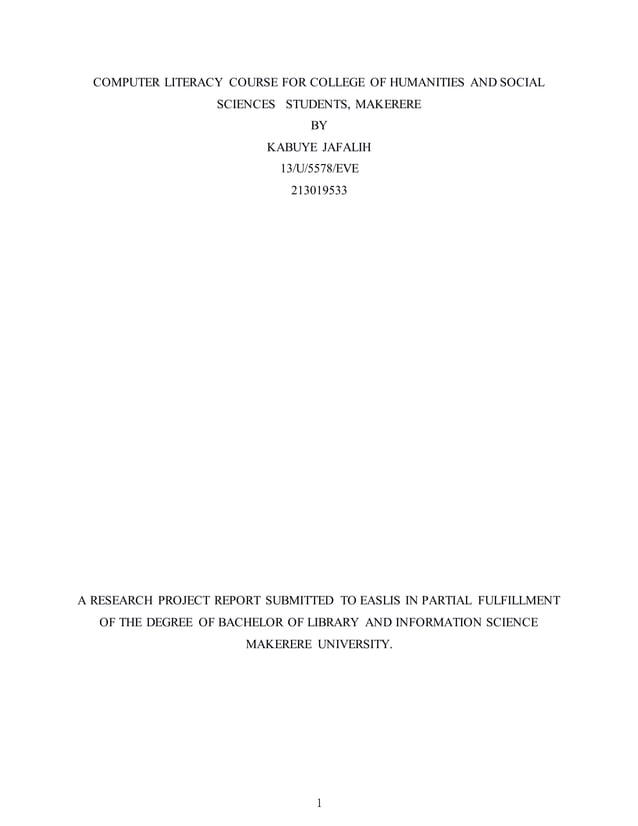 computer literacy course for CHUSS students, makerere | PDF