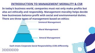 three models of managmnet morality and emphases on CSR | PPTX