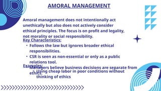 three models of managmnet morality and emphases on CSR | PPT