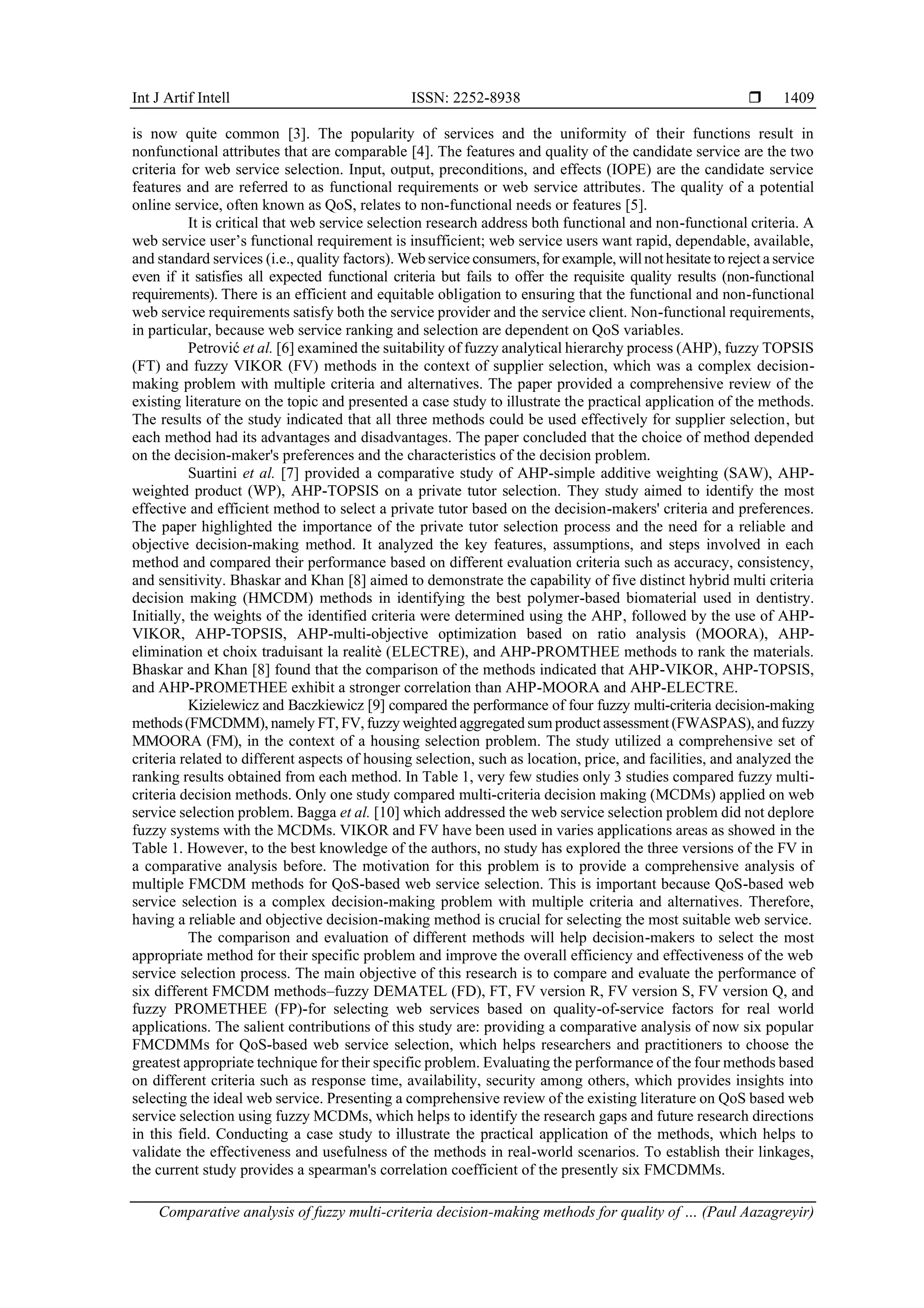 Comparative analysis of fuzzy multi-criteria decision-making methods ...
