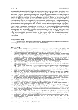 Comparative analysis of fuzzy multi-criteria decision-making methods for quality of service ...