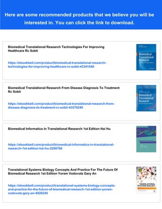 Biomedical Translational Research Drug Design And Discovery Rc Sobti | PDF