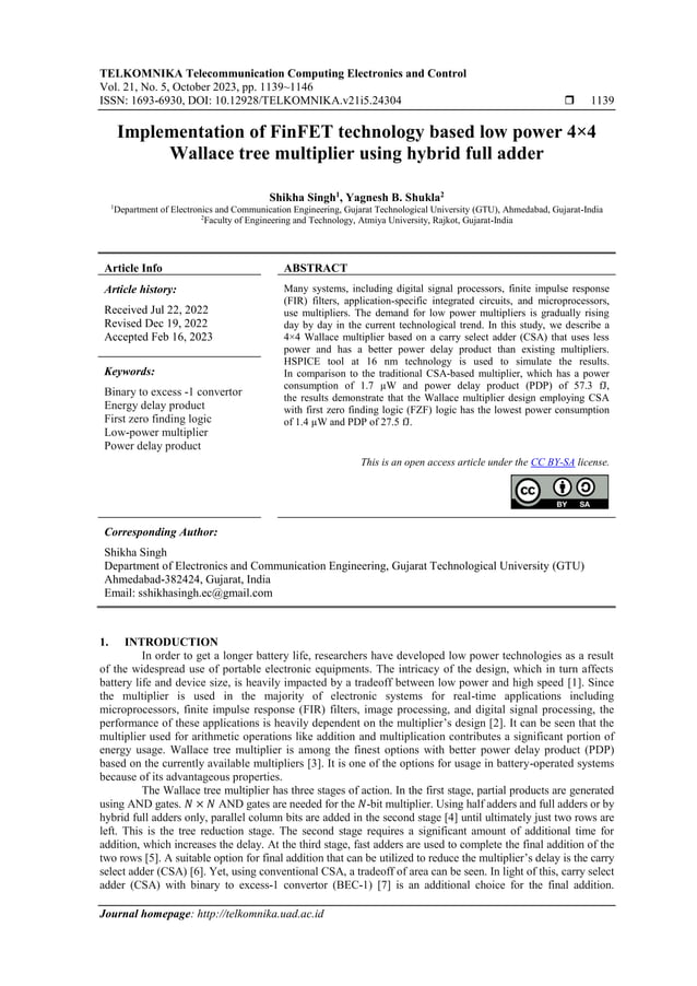 Implementation of FinFET technology based low power 4×4 Wallace tree multiplier using hybrid ...