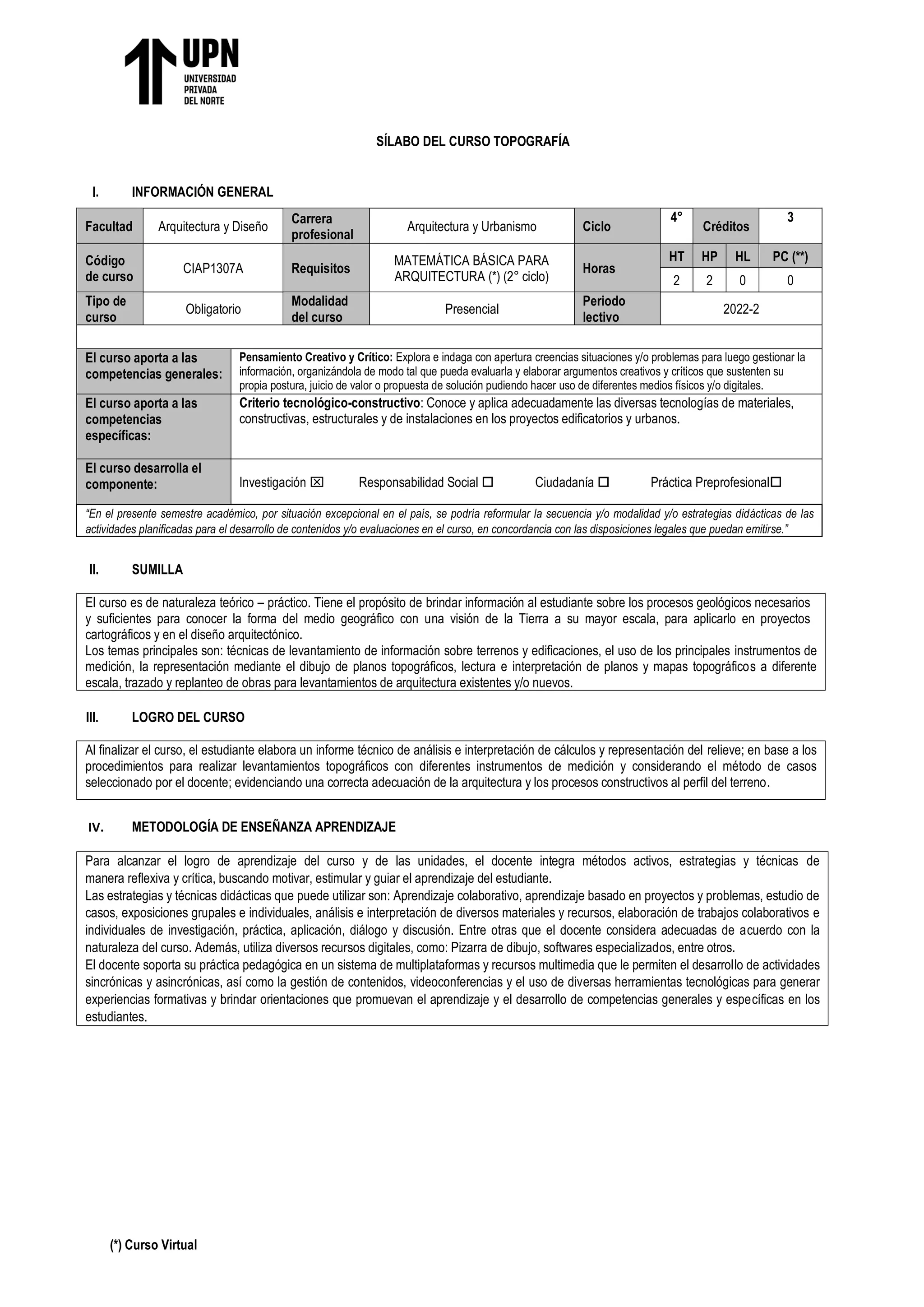TOPOGRAFI APLICADA A LA UPN | PDF | Educational Assessment | Education