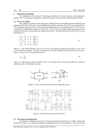 Reconfigurable of current-mode differentiator and integrator based-on current conveyor ...