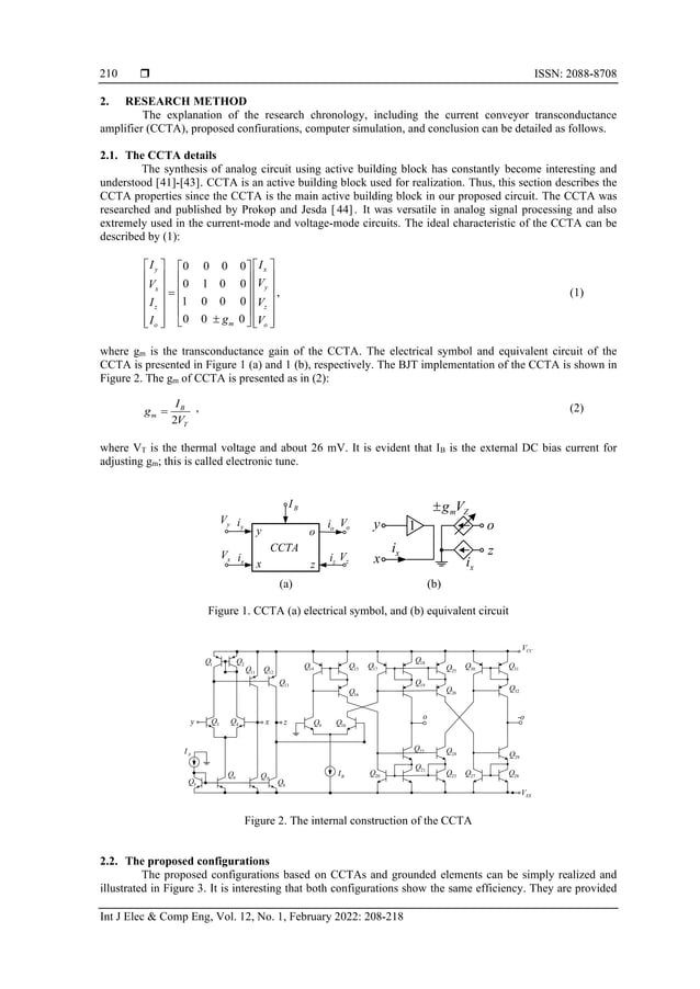 Reconfigurable Of Current Mode Differentiator And Integrator Based On Current Conveyor