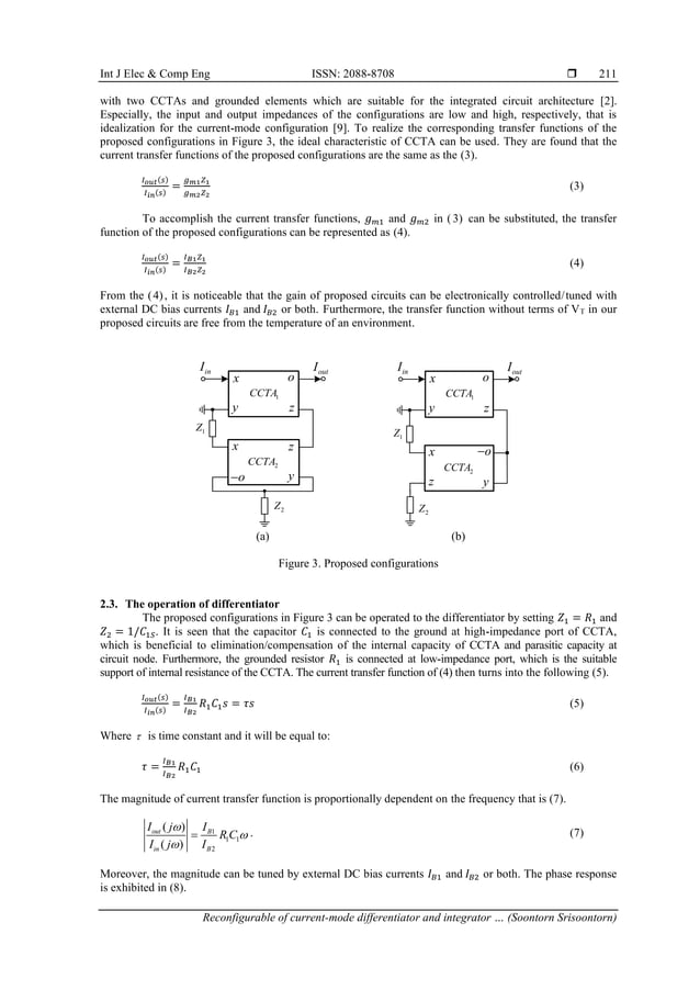 Reconfigurable Of Current Mode Differentiator And Integrator Based On Current Conveyor