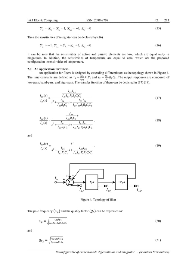 Reconfigurable Of Current Mode Differentiator And Integrator Based On Current Conveyor