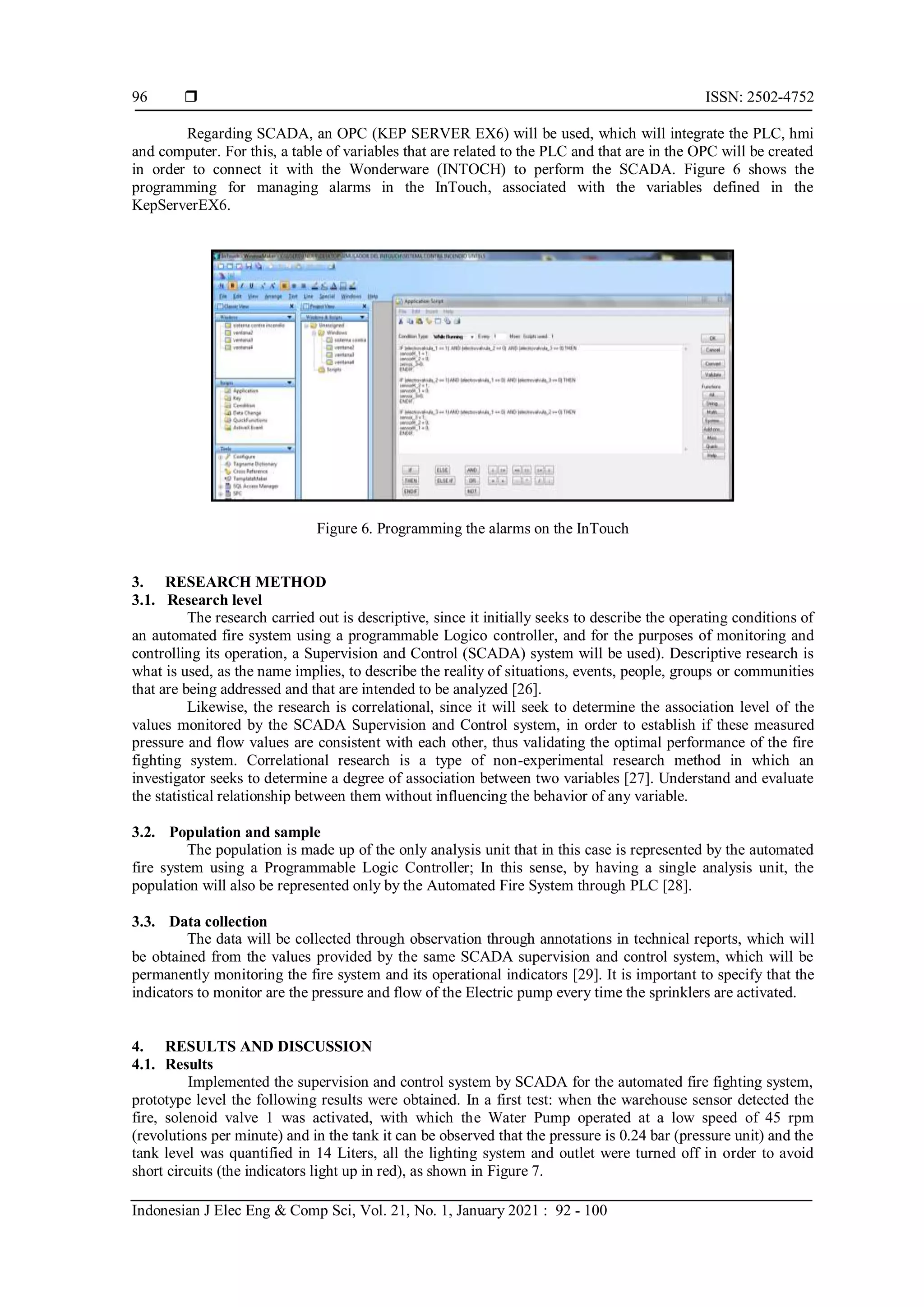 Supervision and control by SCADA of an automated fire system | PDF