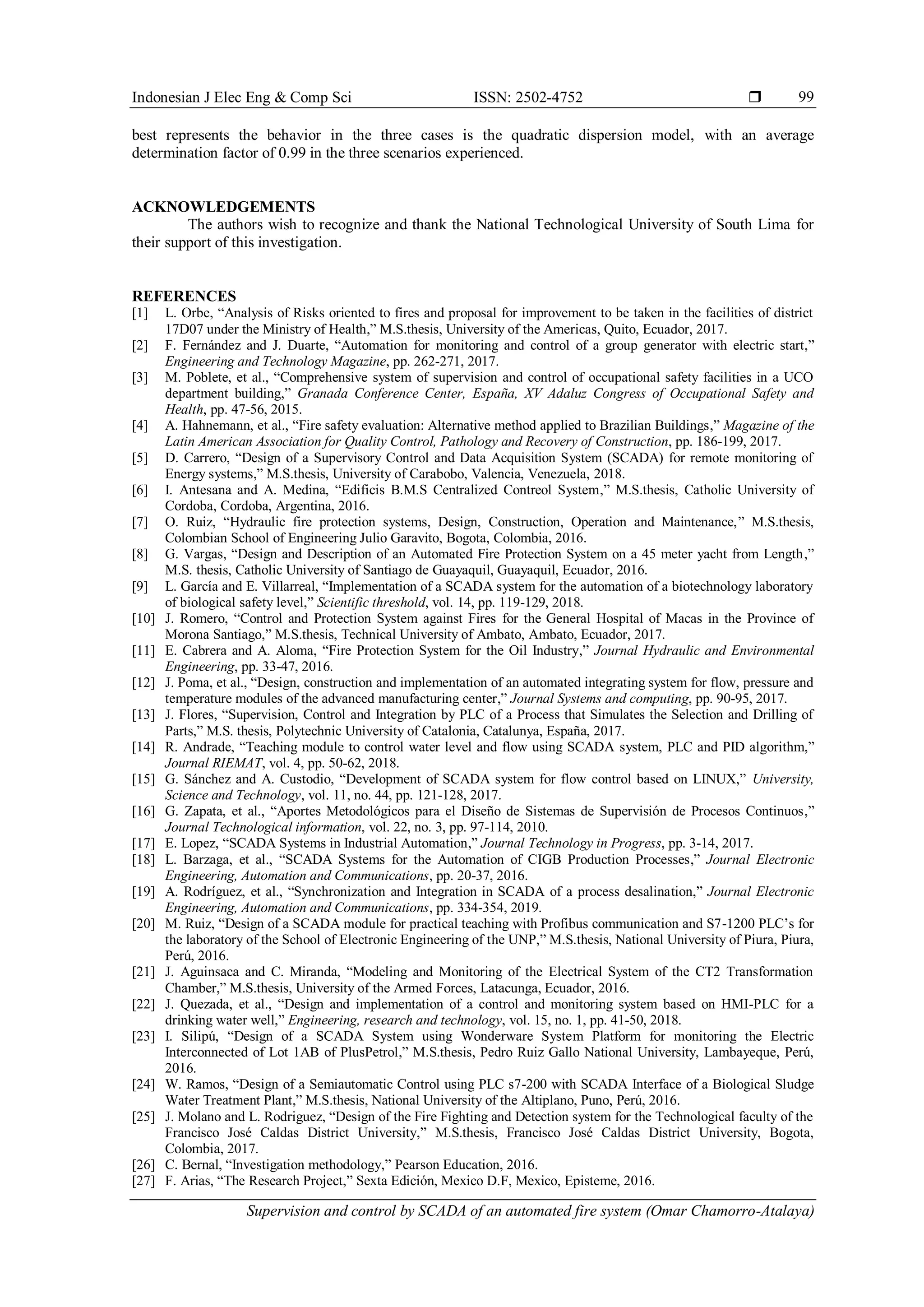 Supervision and control by SCADA of an automated fire system | PDF