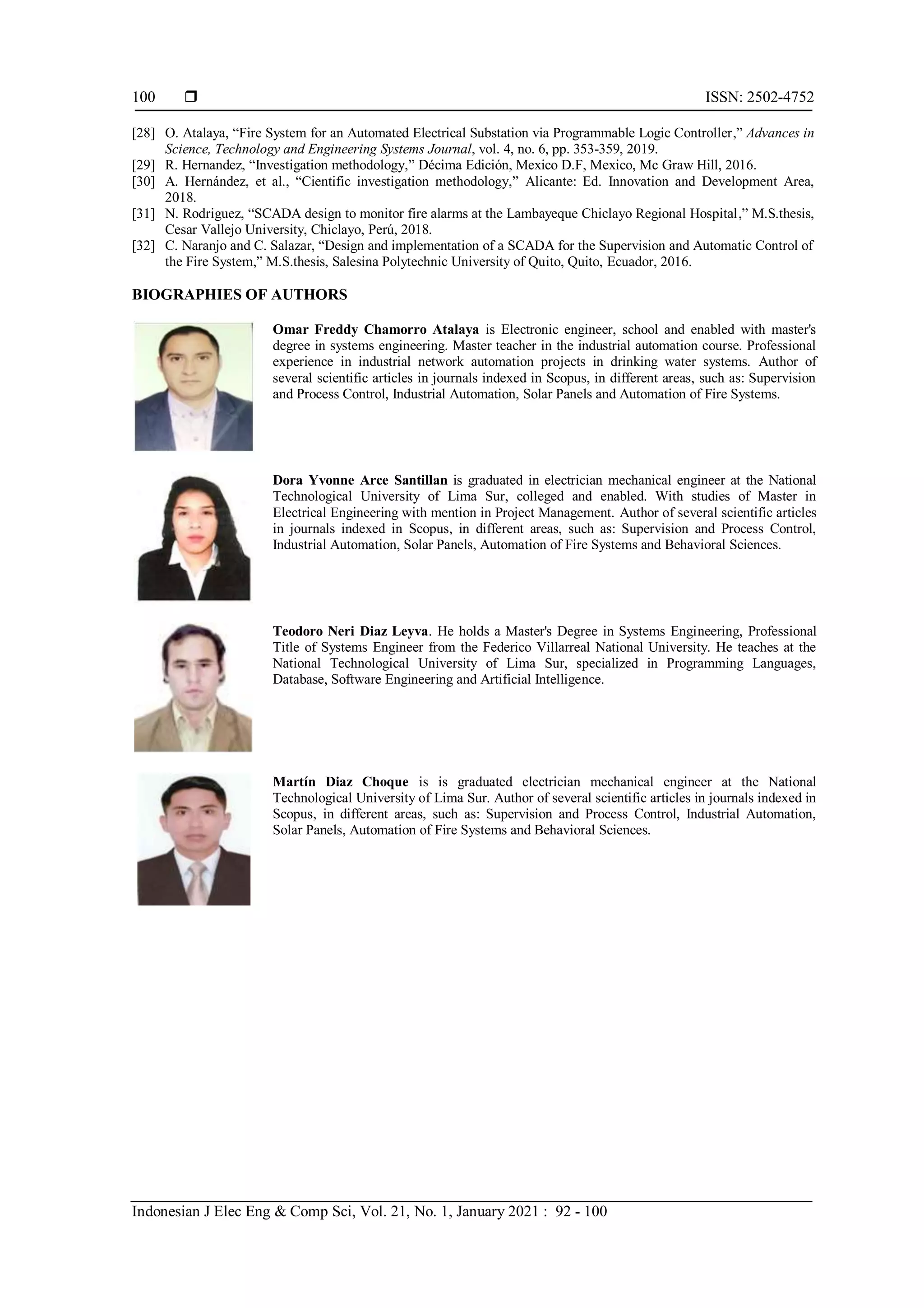 Supervision and control by SCADA of an automated fire system | PDF