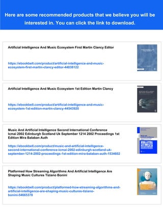 Artificial Intelligence And Music Ecosystem Martin Clancy | PDF