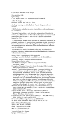Artificial Intelligence And Music Ecosystem Martin Clancy | PDF