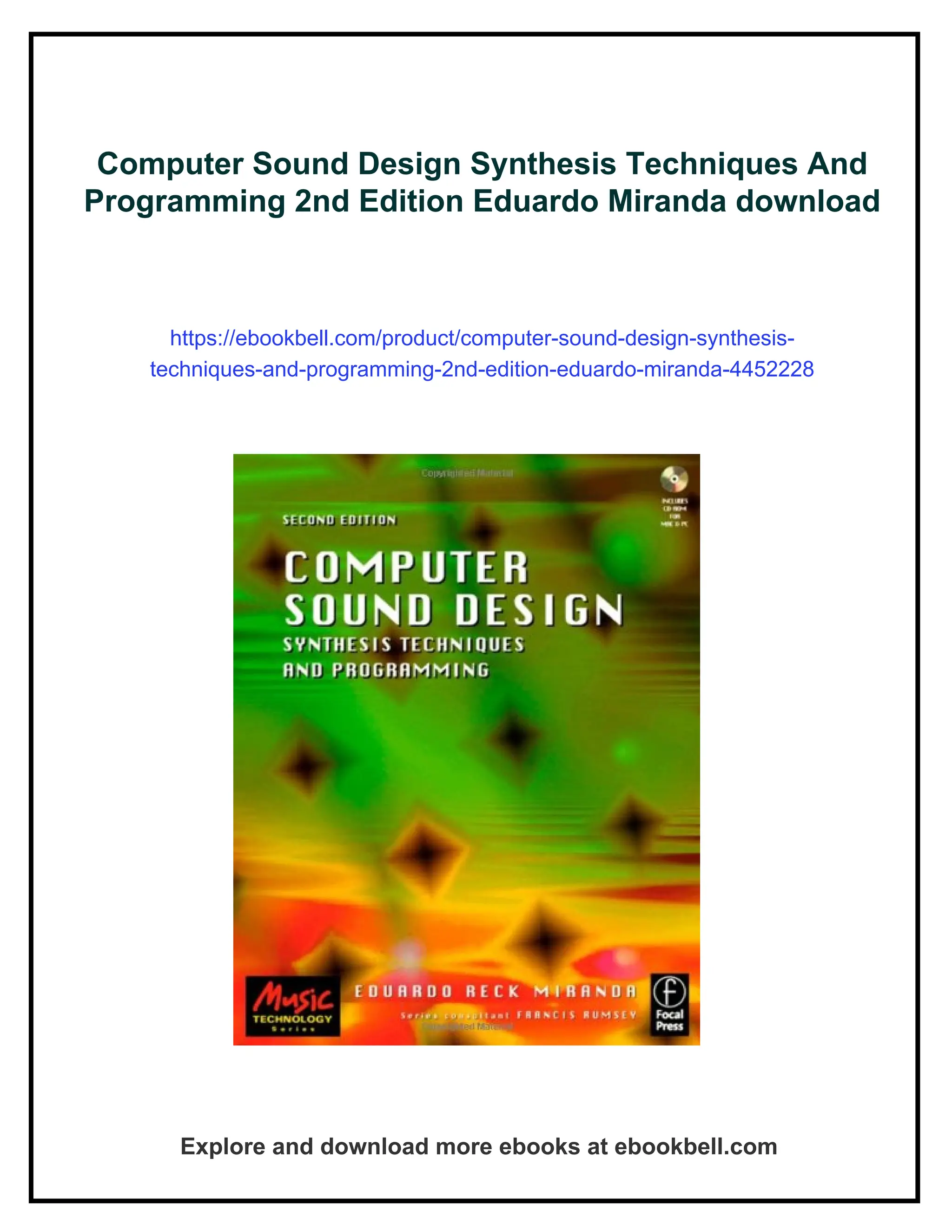 Computer Sound Design Synthesis Techniques And Programming 2nd Edition Eduardo Miranda | PDF