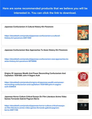 Japanese Confucianism A Cultural History Kiri Paramore | PDF