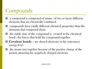 Matter & Atomic Theory acloutier copyright 2011 | PPT | Physics | Science