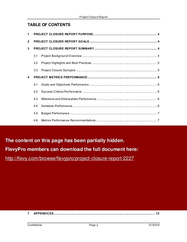 Project Closure Report