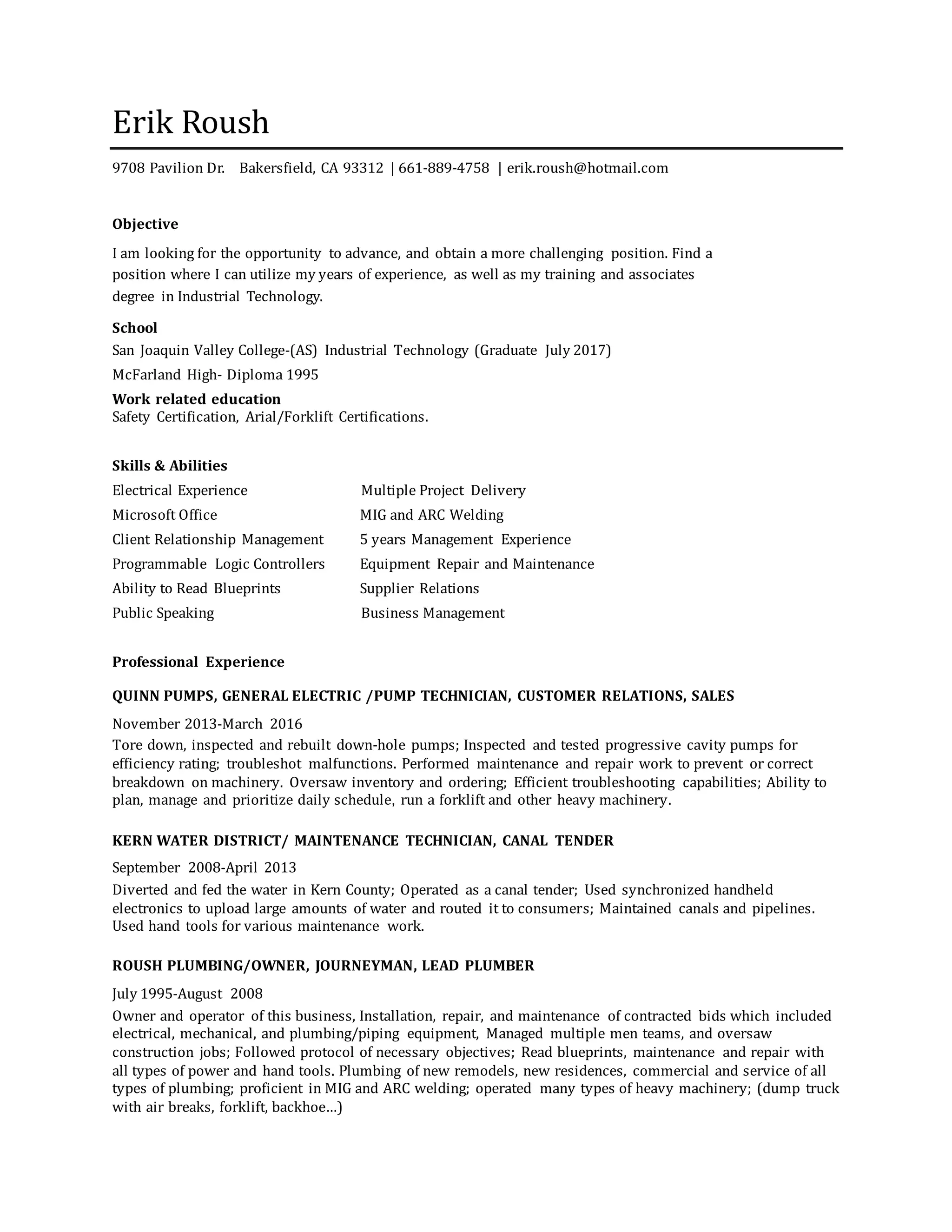 Erik Roush Resume Revised | PDF