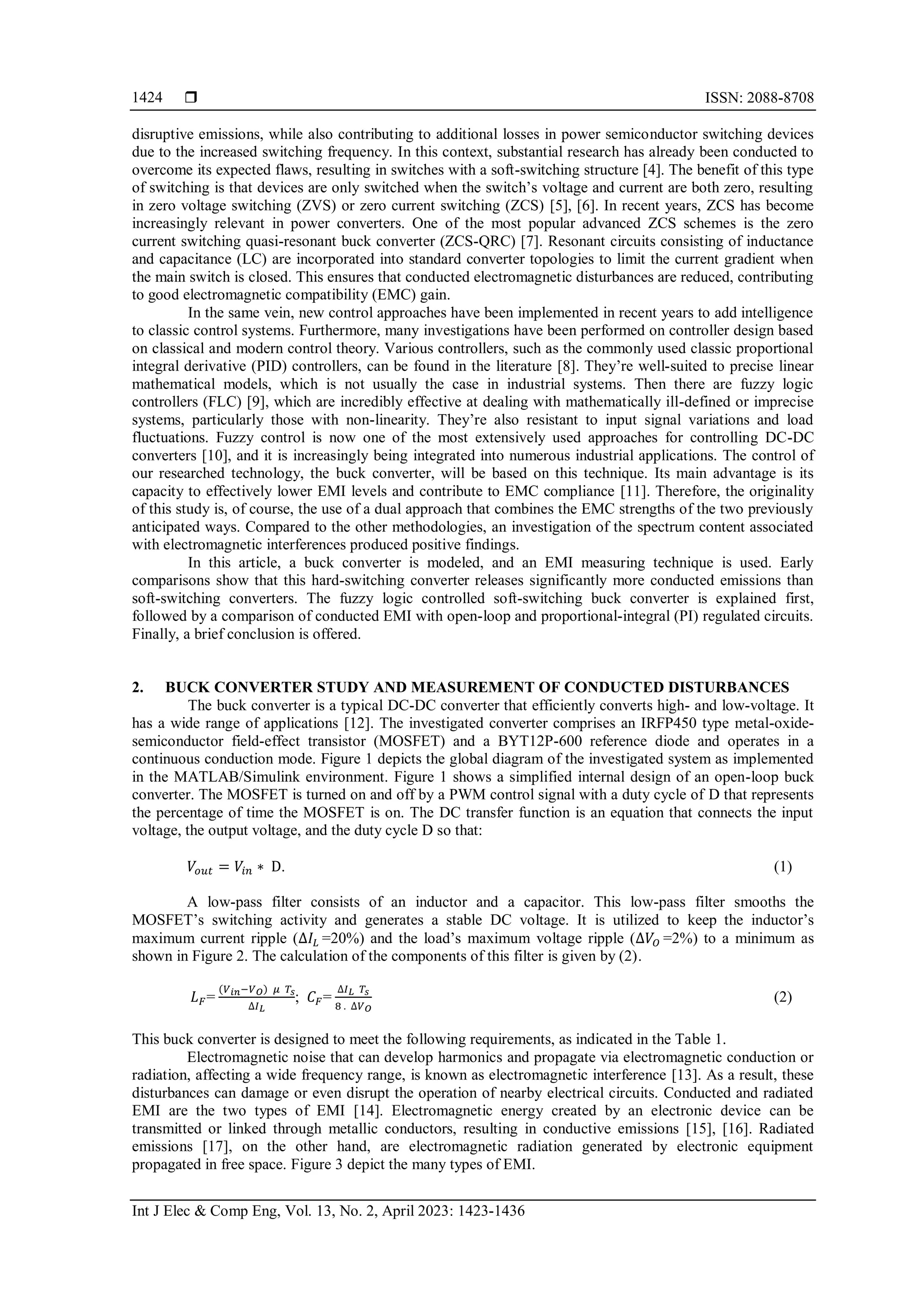 A Novel Fuzzy Logic Control For A Zero Current Switching Based Buck Converter To Mitigate