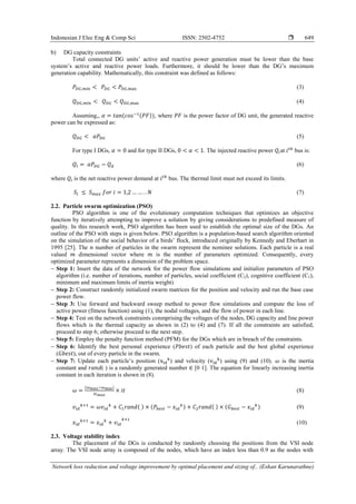 Network loss reduction and voltage improvement by optimal placement and sizing of distributed ...