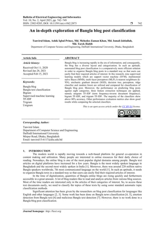An in-depth exploration of Bangla blog post classification | PDF