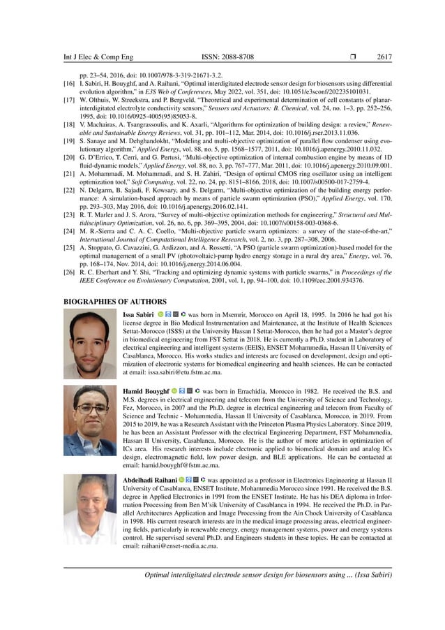 Optimal interdigitated electrode sensor design for biosensors using multi-objective particle ...